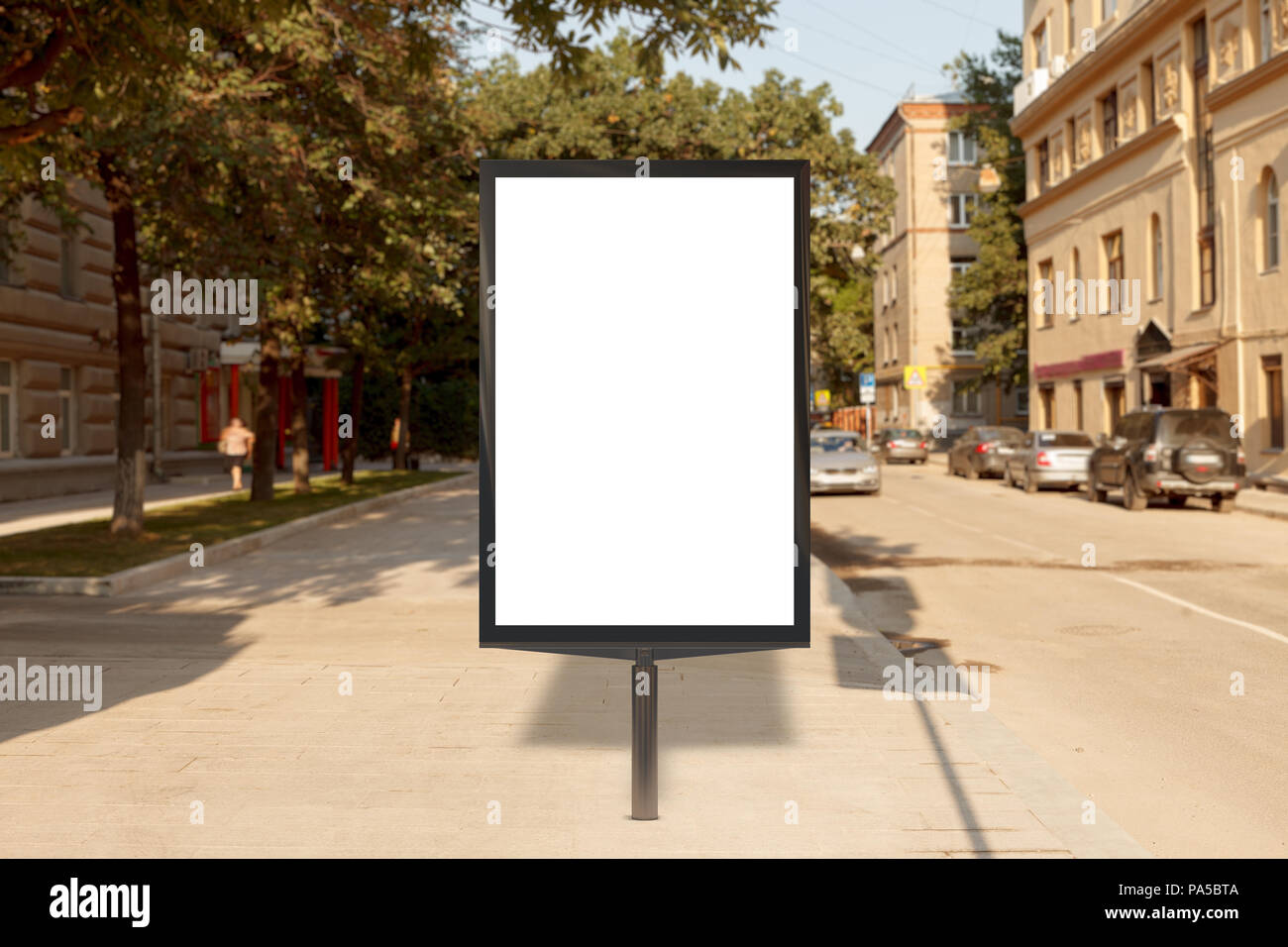 Blank street billboard poster stand on city background. 3d illustration ...