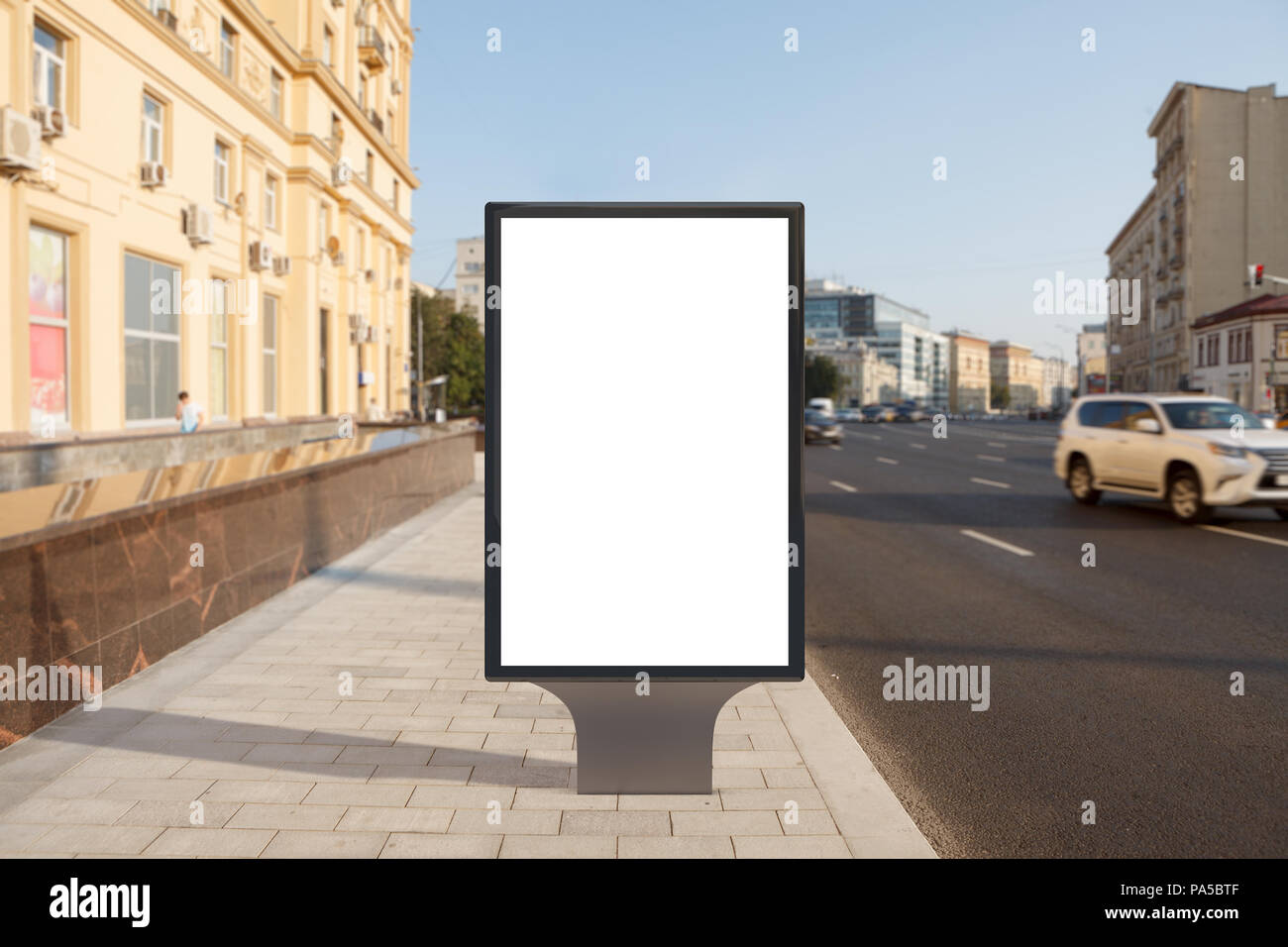Blank street billboard poster stand on city background. 3d illustration ...