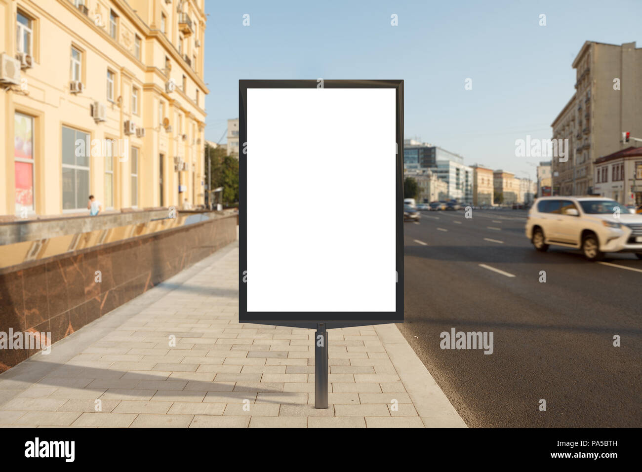 Blank street billboard poster stand on city background. 3d illustration ...