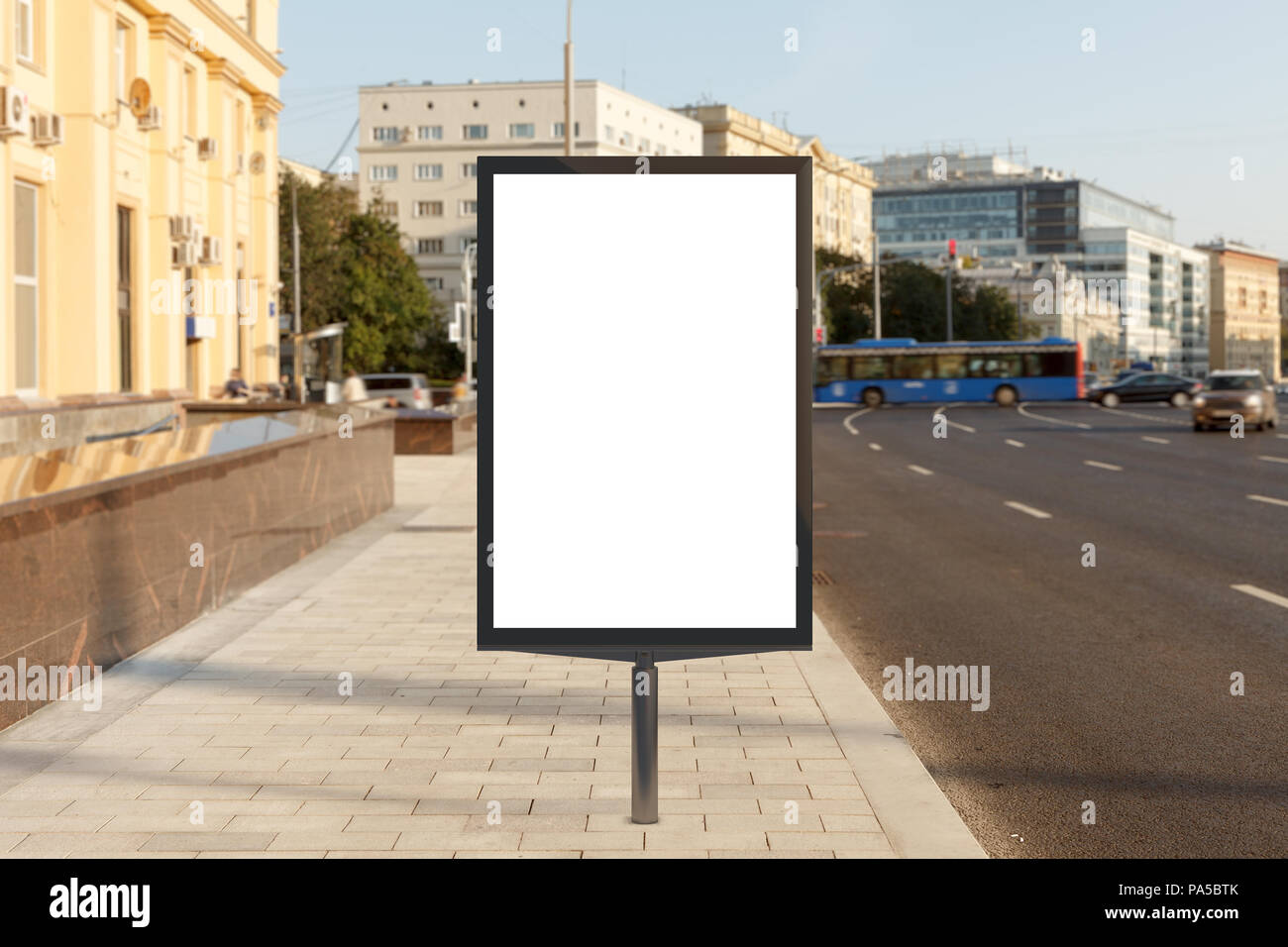 Blank street billboard poster stand on city background. 3d illustration ...