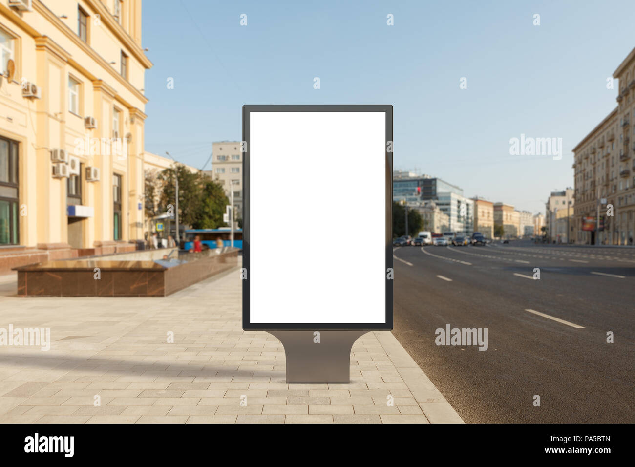 Blank street billboard poster stand on city background. 3d illustration ...