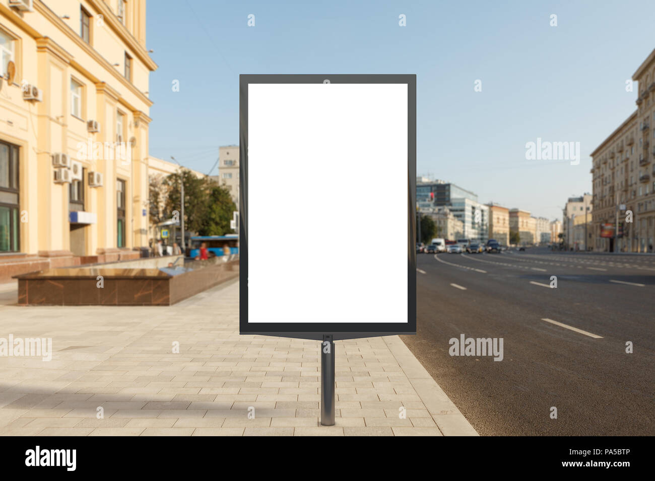 Blank street billboard poster stand on city background. 3d illustration ...
