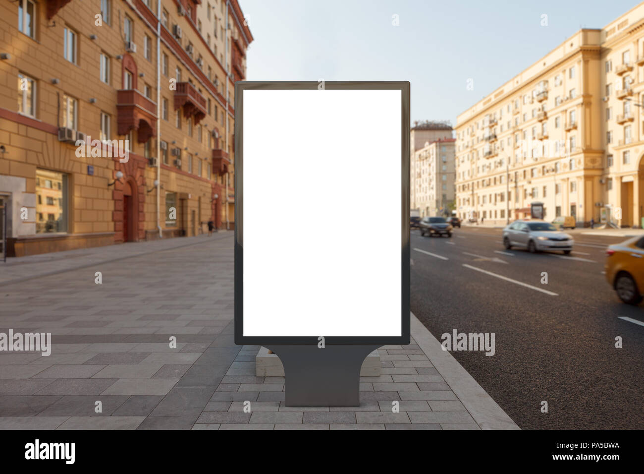 Blank street billboard poster stand on city background. 3d illustration ...