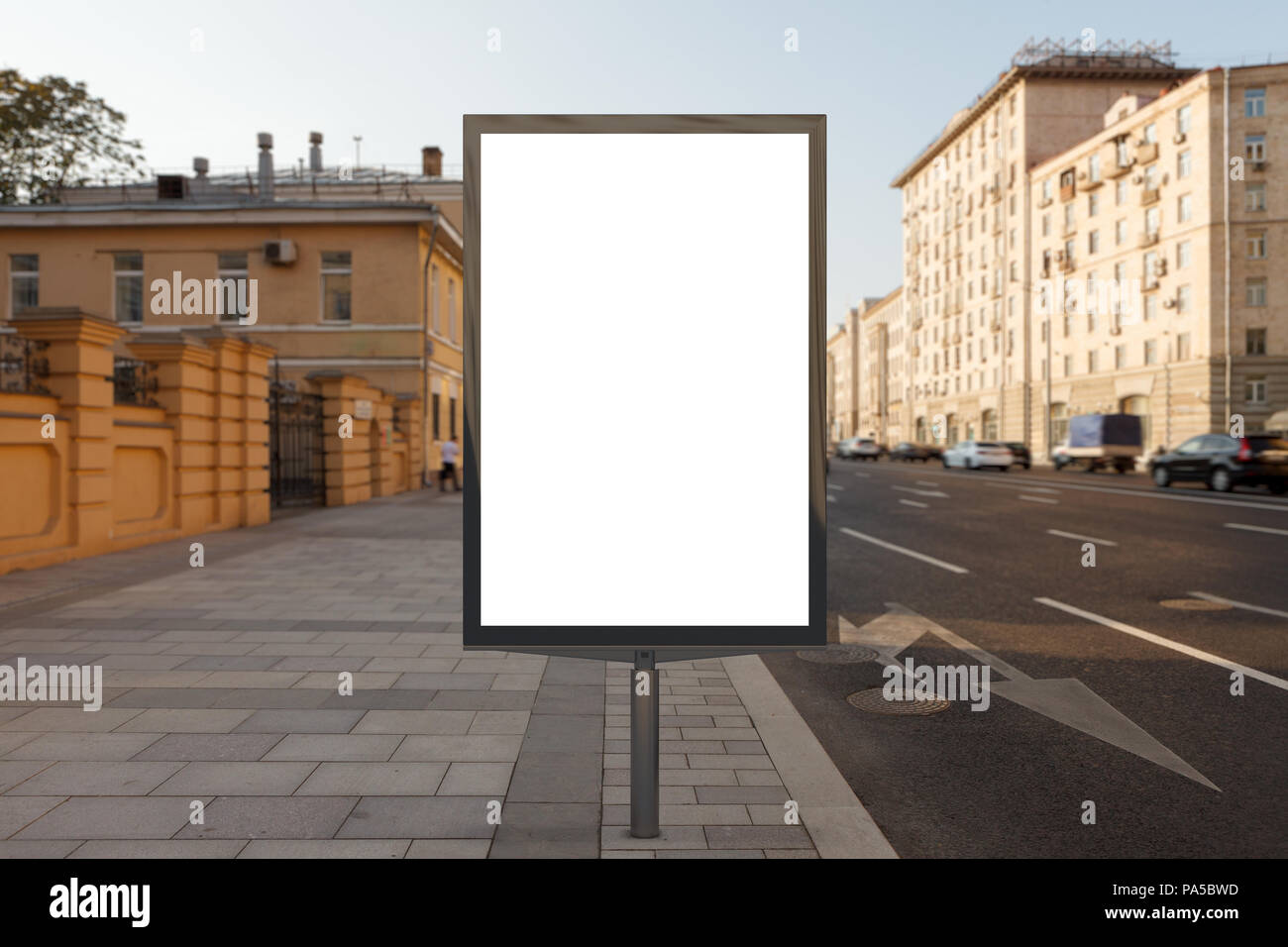 Blank street billboard poster stand on city background. 3d illustration ...