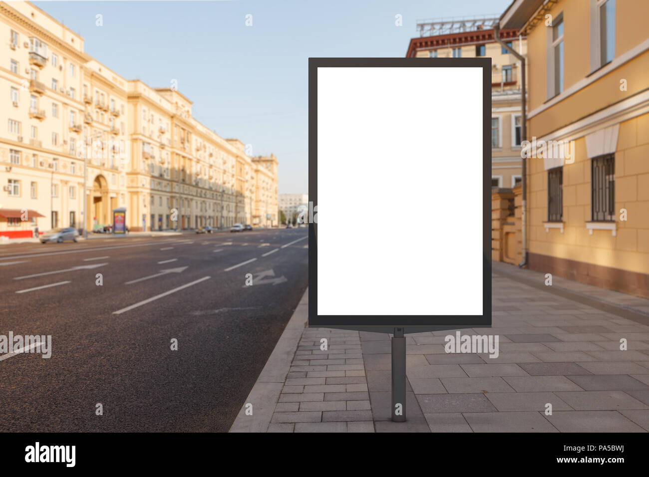 Blank street billboard poster stand on city background. 3d illustration ...