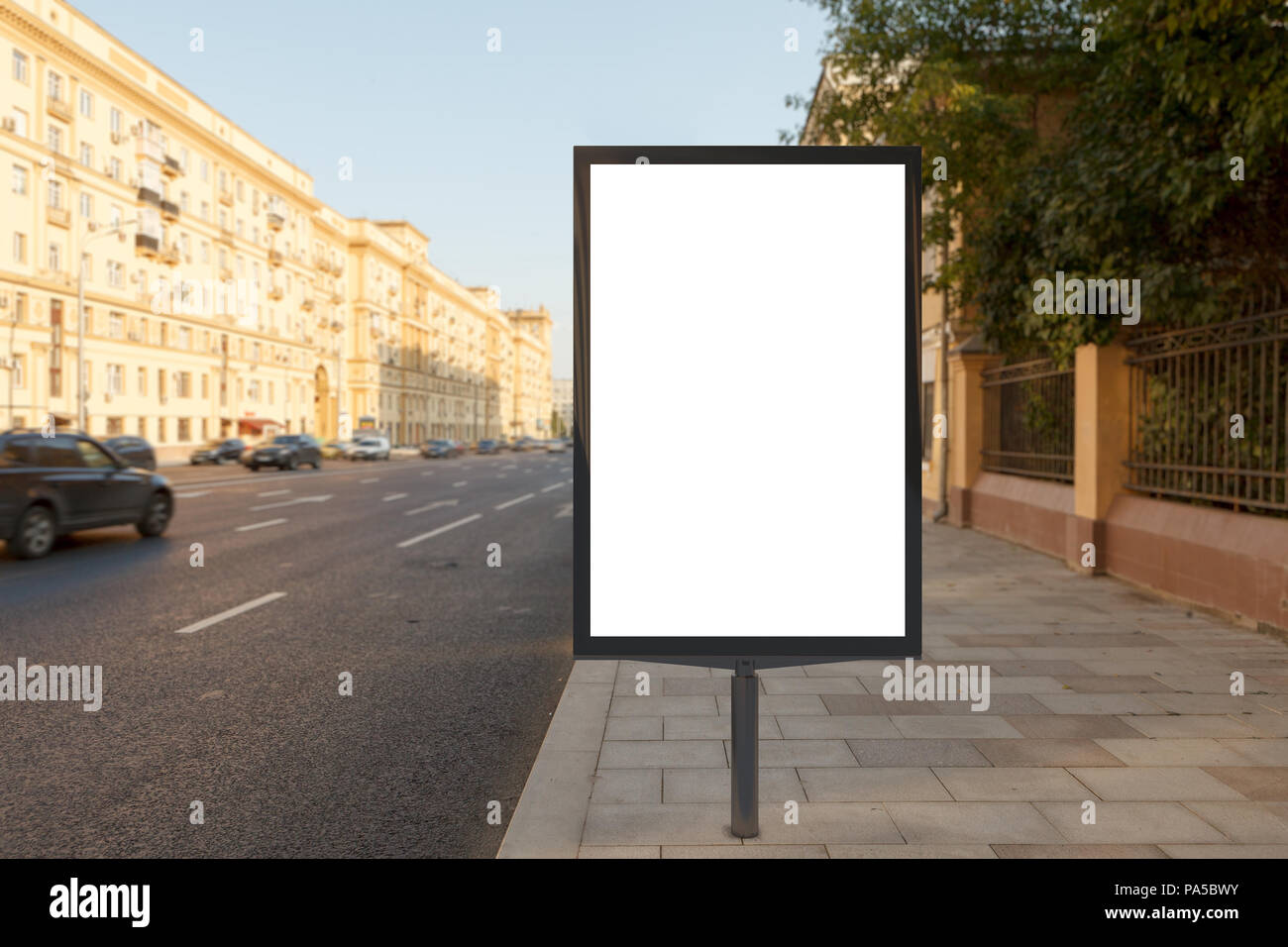Blank street billboard poster stand on city background. 3d illustration ...