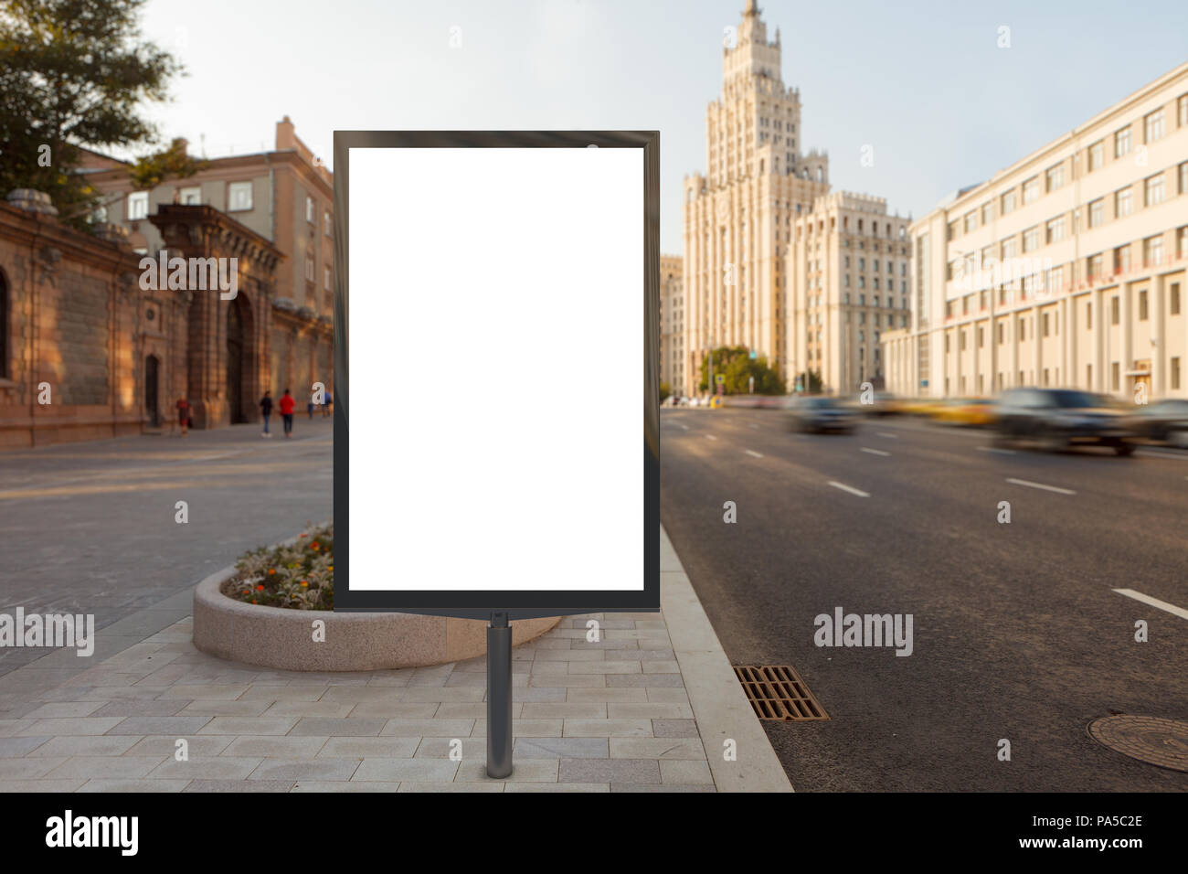 Blank street billboard poster stand on city background. 3d illustration ...