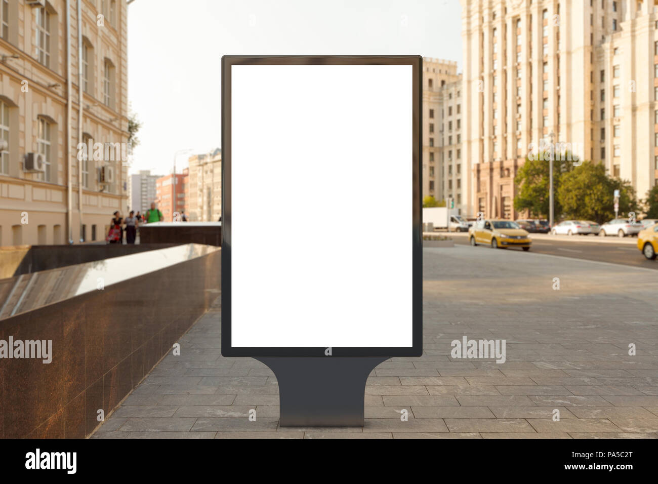 Blank street billboard poster stand on city background. 3d illustration ...
