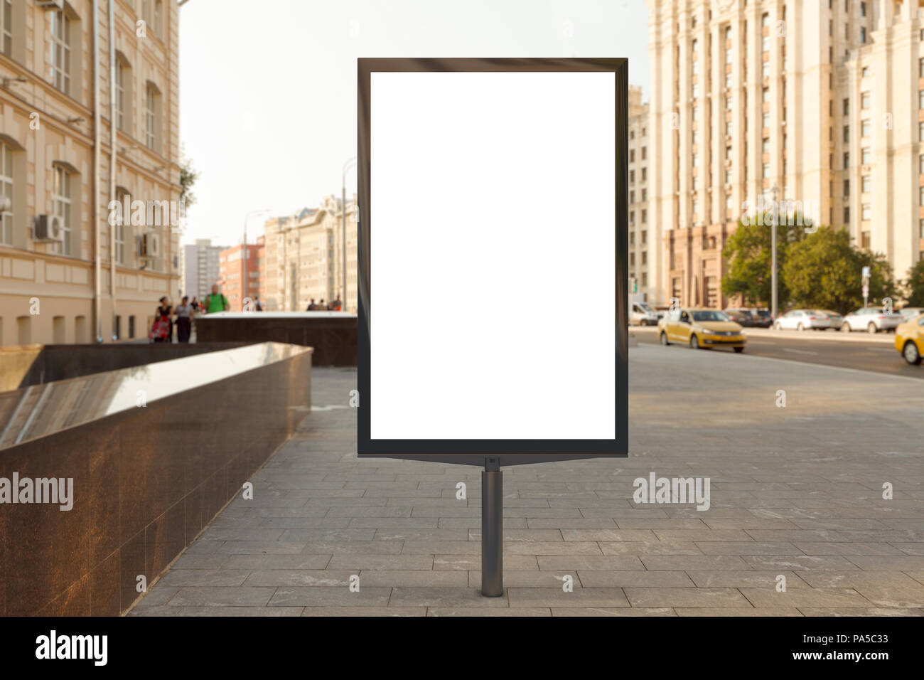 Blank street billboard poster stand on city background. 3d illustration ...