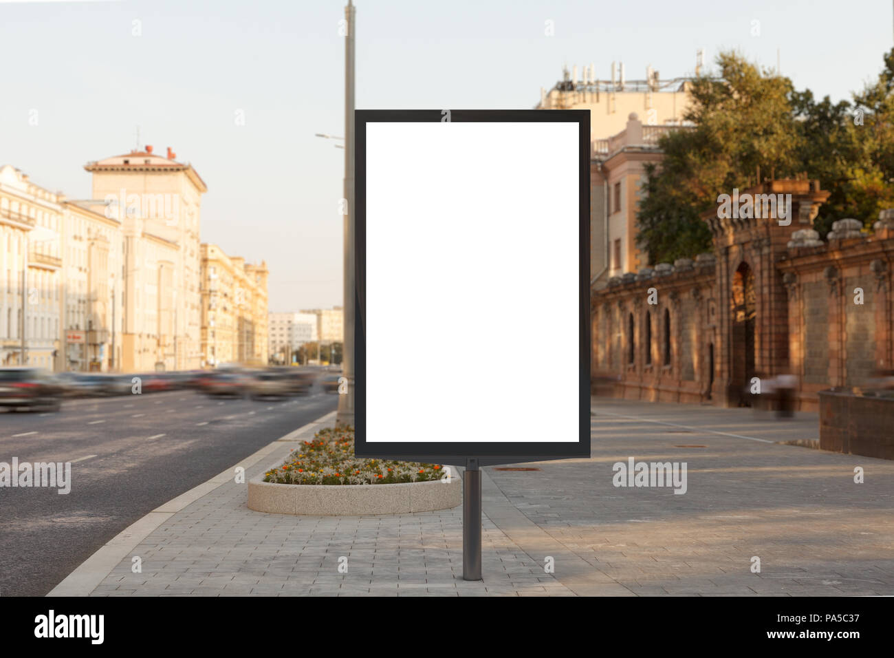 Blank street billboard poster stand on city background. 3d illustration ...