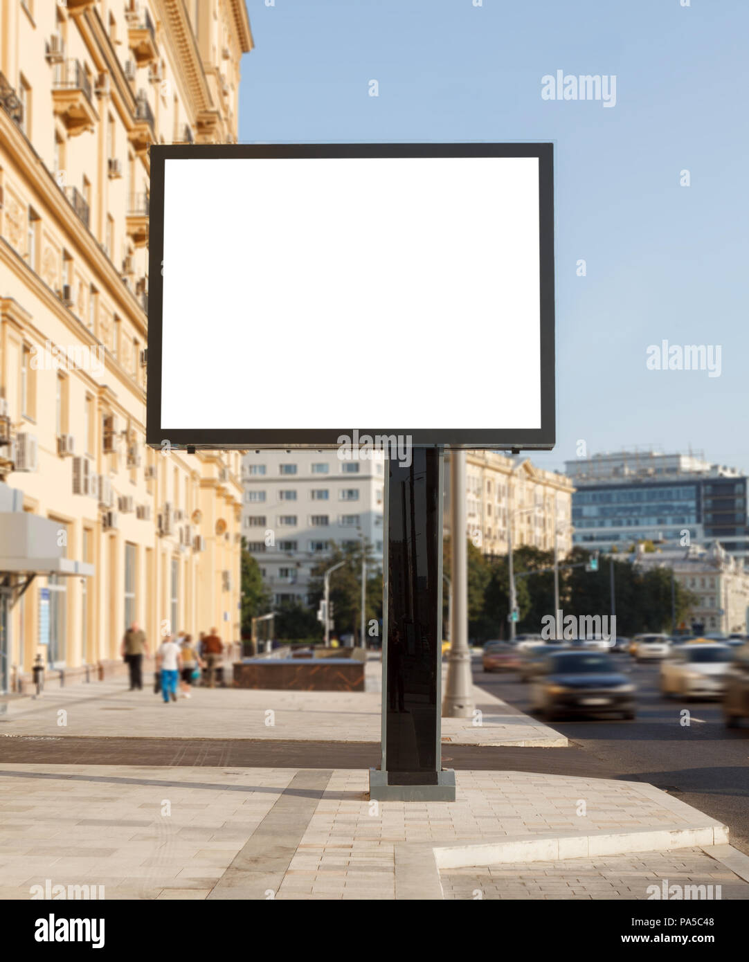 Blank vertical street billboard or big board with city background Stock ...