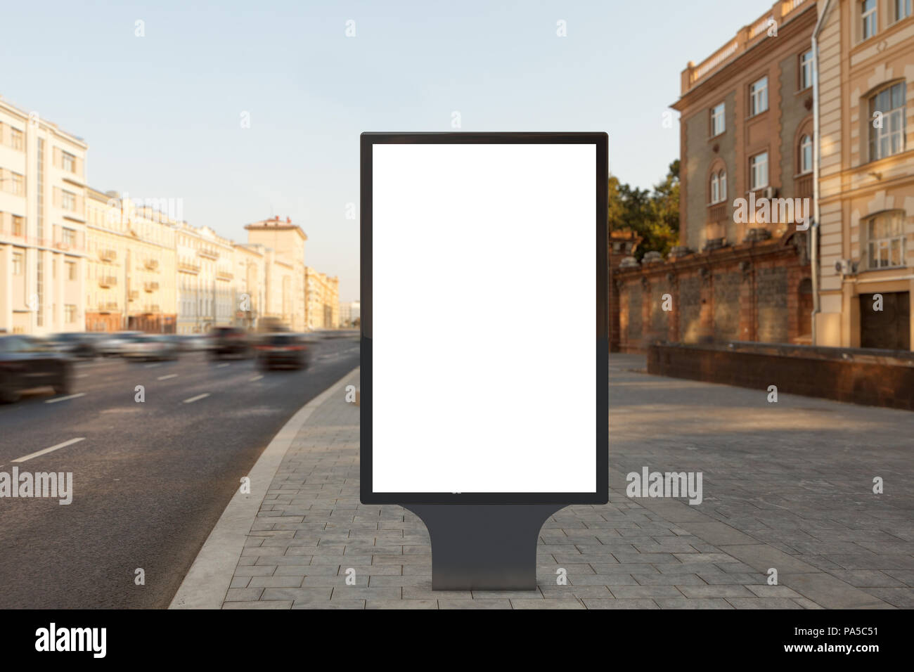 Blank street billboard poster stand on city background. 3d illustration ...