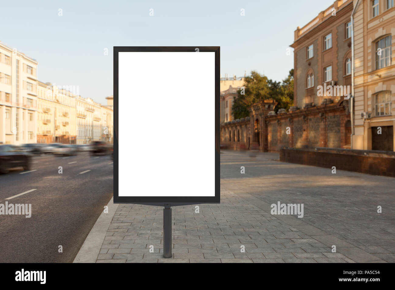 Blank street billboard poster stand on city background. 3d illustration ...