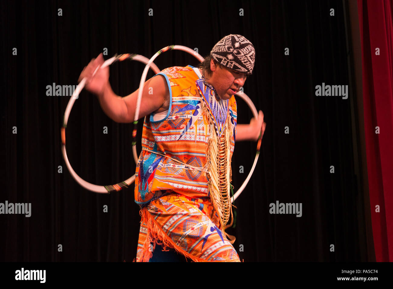 native American dancers from tribes of the Northwest coast performing ...