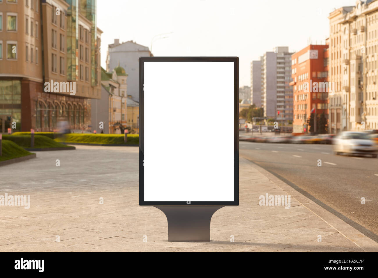 Blank street billboard poster stand on city background. 3d illustration ...