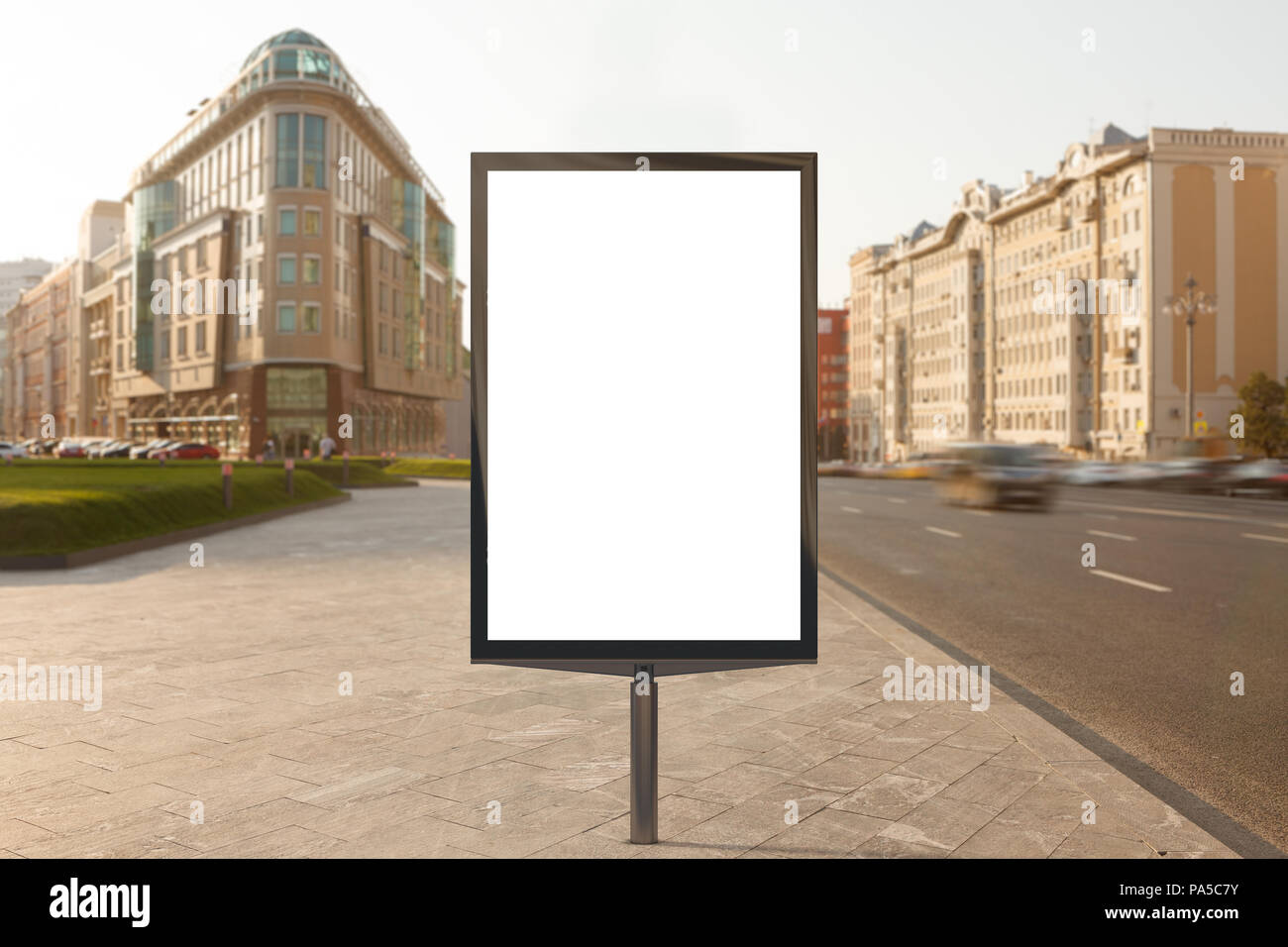 Blank street billboard poster stand on city background. 3d illustration ...