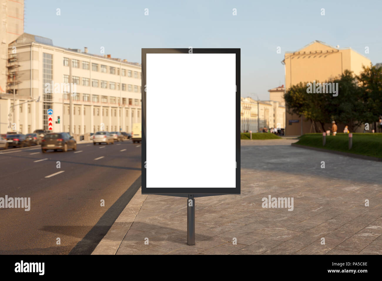 Blank street billboard poster stand on city background. 3d illustration ...