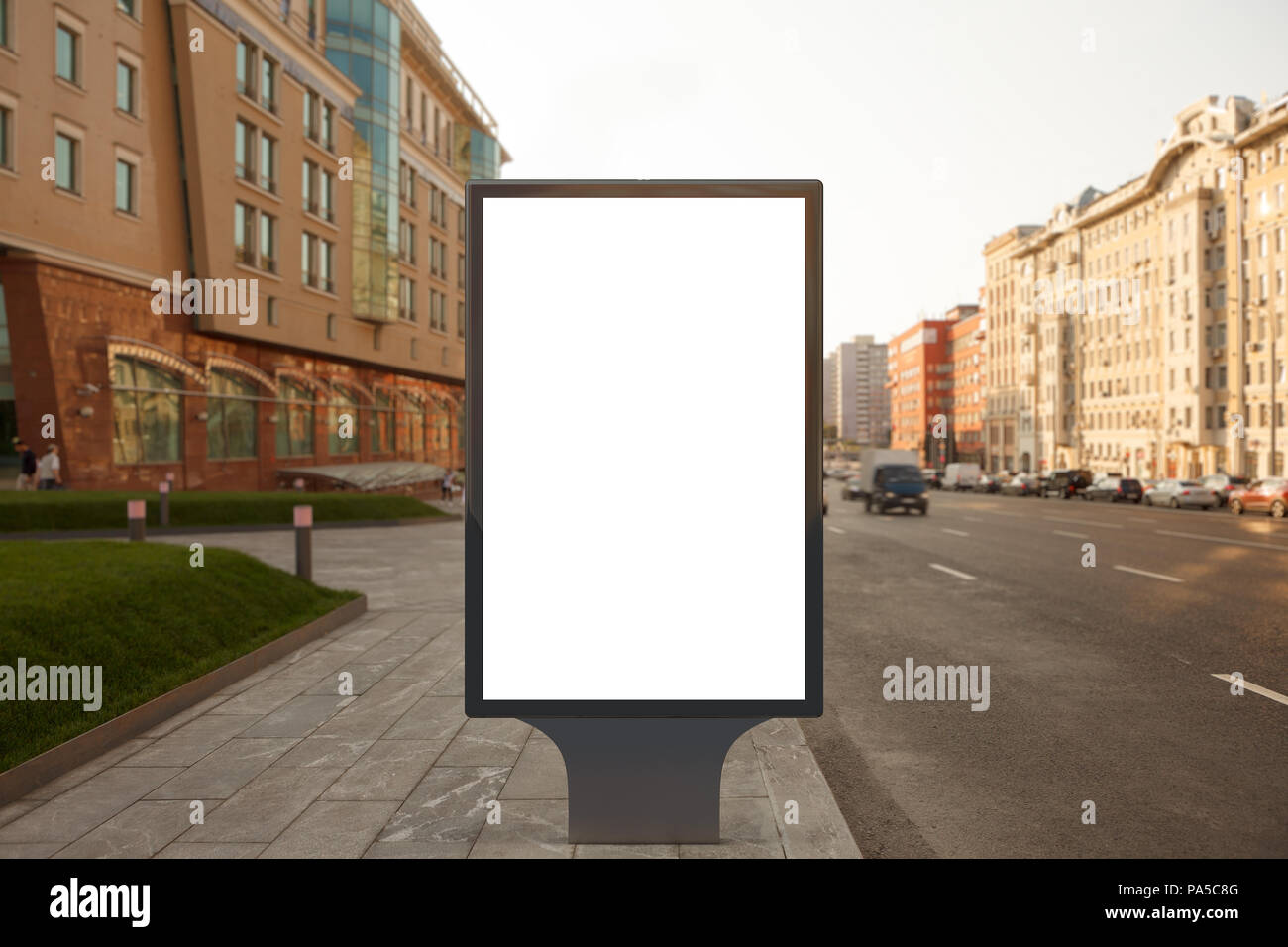 Blank street billboard poster stand on city background. 3d illustration ...