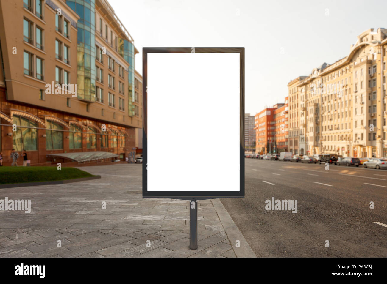Blank street billboard poster stand on city background. 3d illustration ...