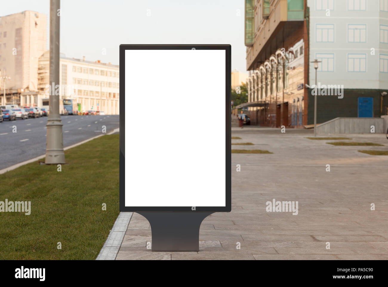 Blank street billboard poster stand on city background. 3d illustration ...