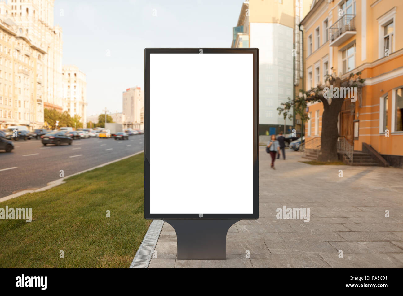 Blank street billboard poster stand on city background. 3d illustration ...
