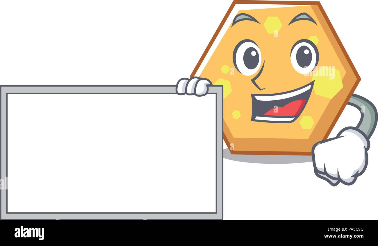 With board hexagon character cartoon style vector illustration Stock ...