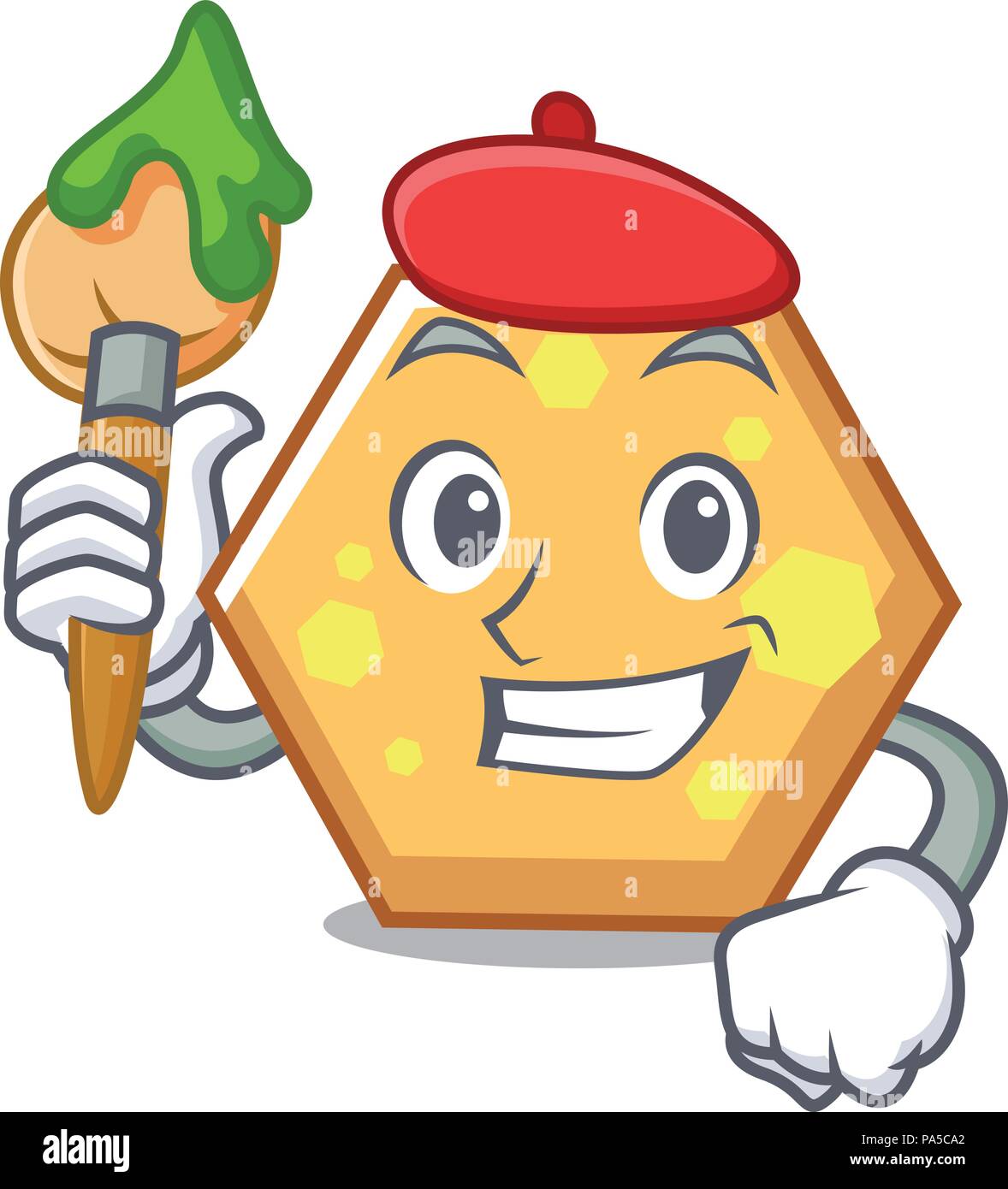 Artist hexagon character cartoon style vector illustration Stock Vector ...