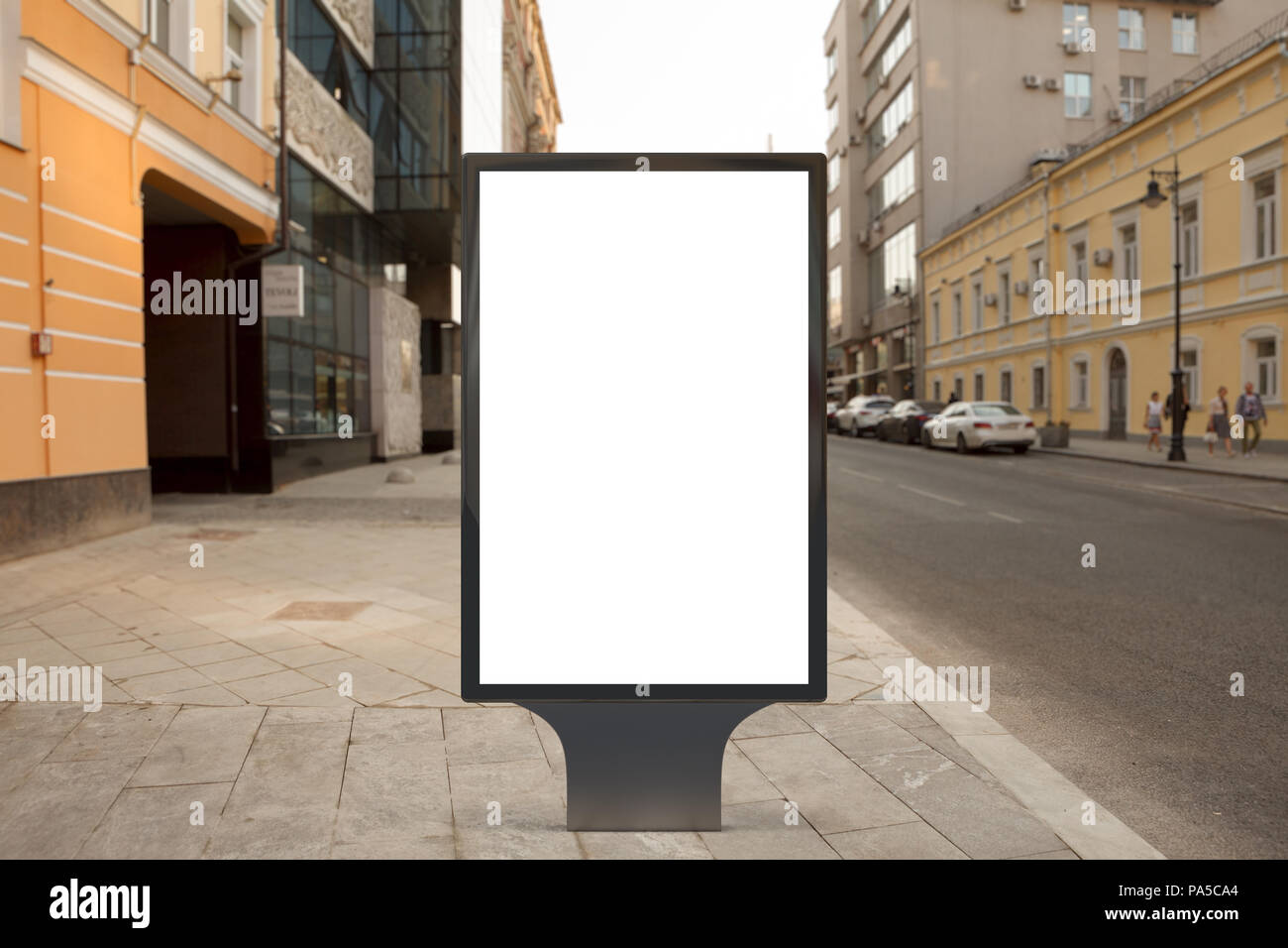 Blank street billboard poster stand on city background. 3d illustration ...