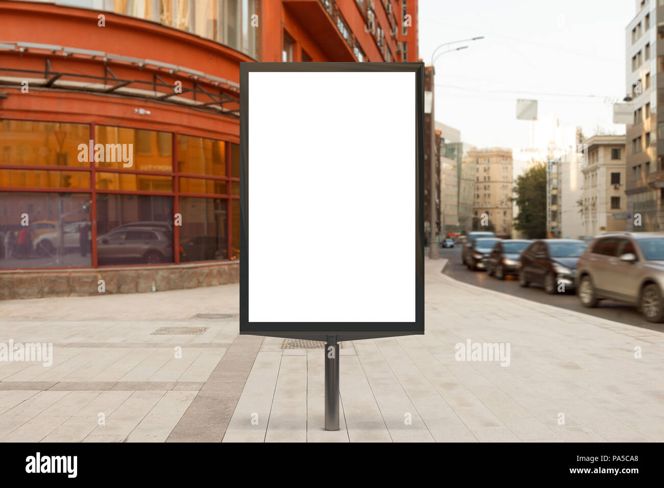 Blank street billboard poster stand on city background. 3d illustration ...