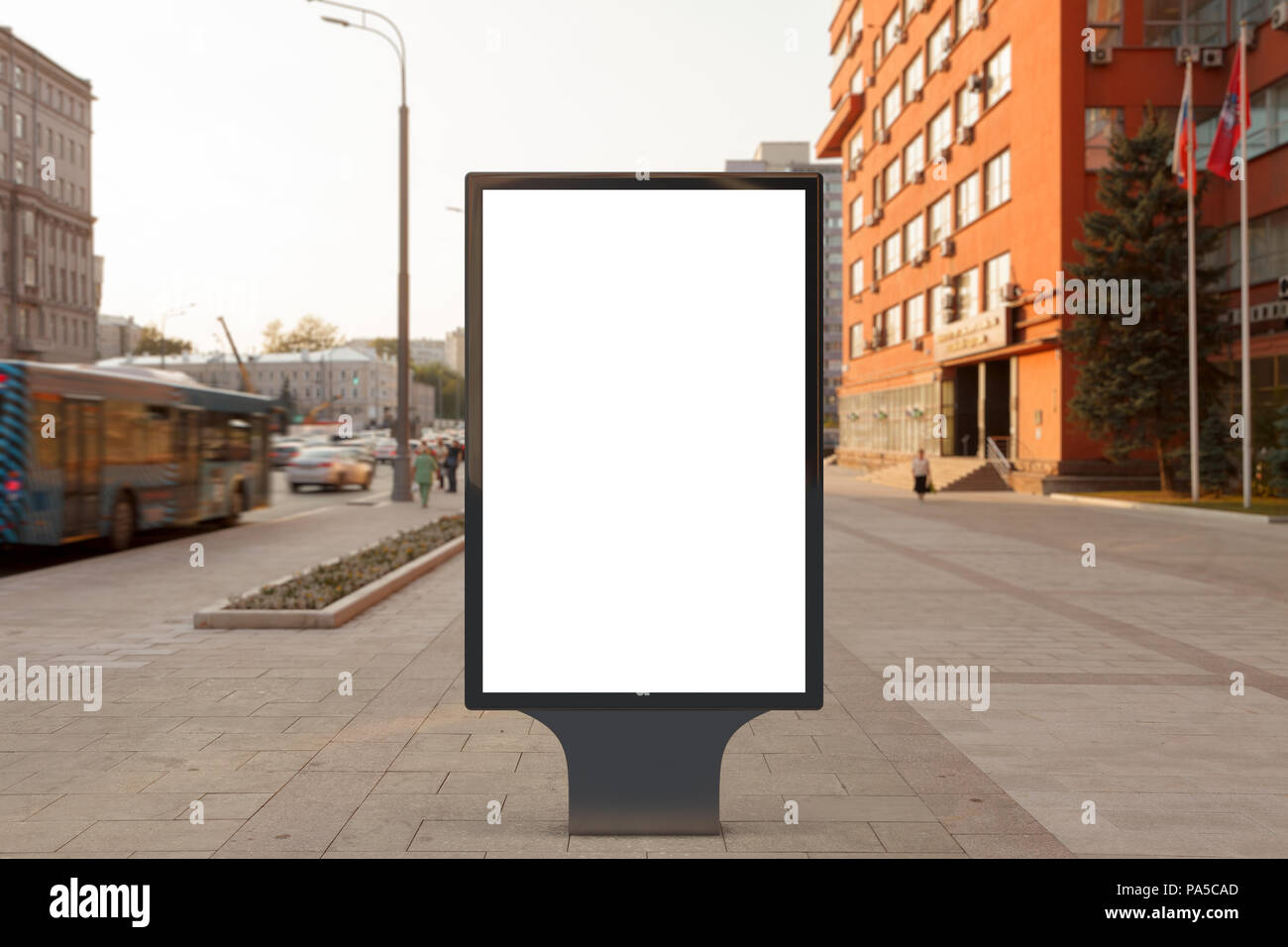 Blank street billboard poster stand on city background. 3d illustration ...