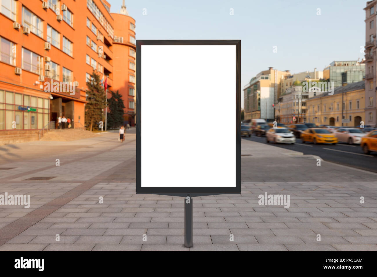 Blank street billboard poster stand on city background. 3d illustration ...