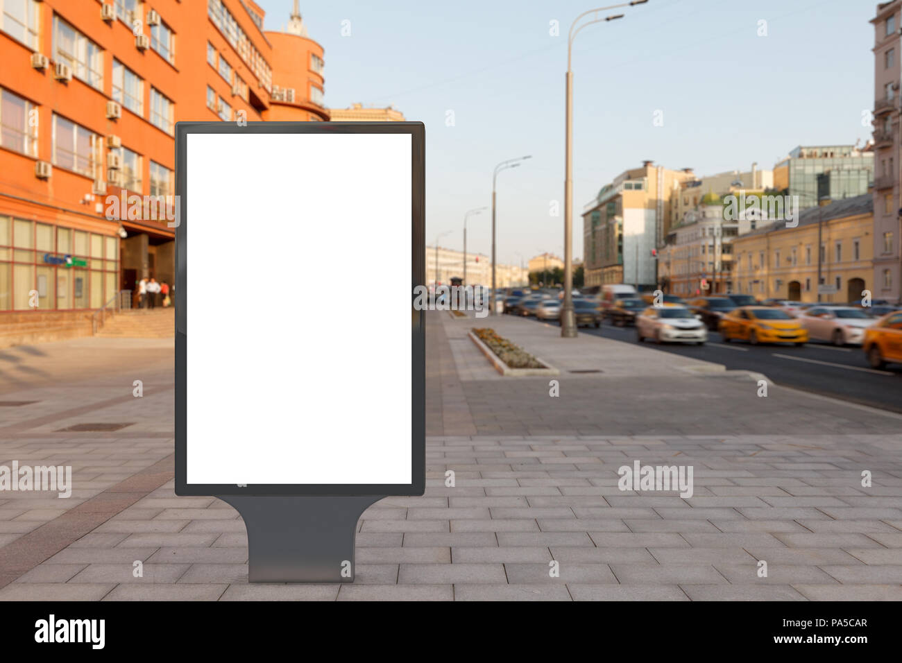 Blank street billboard poster stand on city background. 3d illustration ...