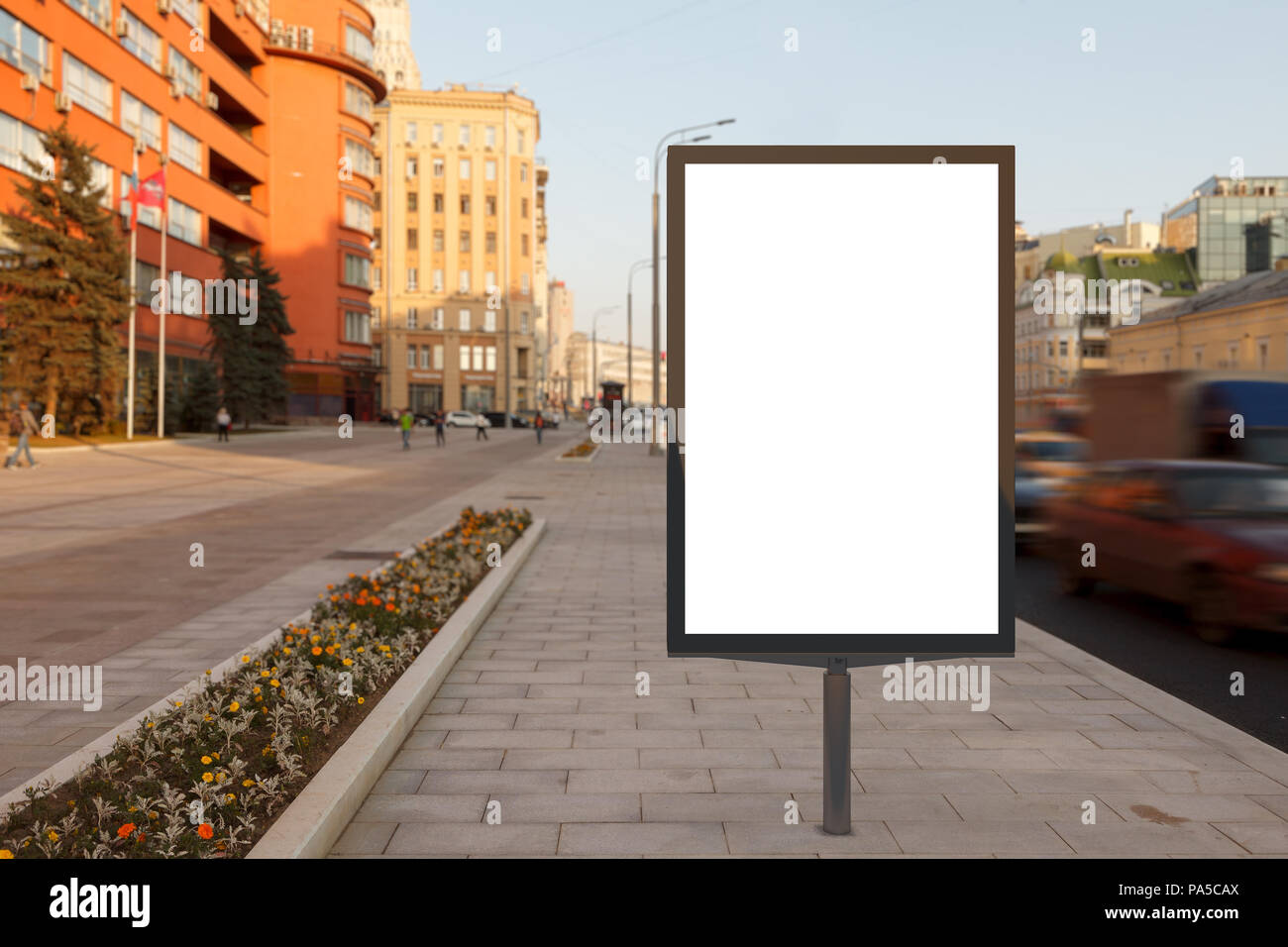 Blank street billboard poster stand on city background. 3d illustration ...