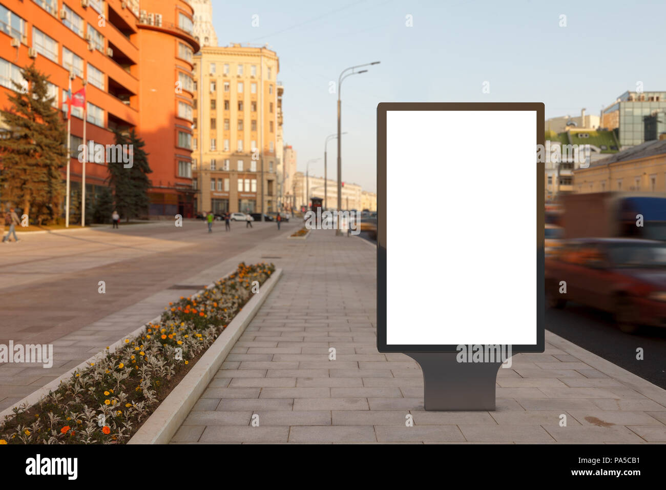 Blank street billboard poster stand on city background. 3d illustration ...