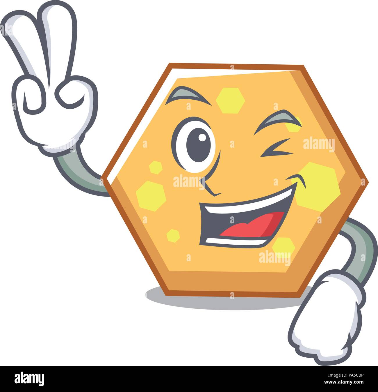 Two finger hexagon character cartoon style vector illustration Stock ...