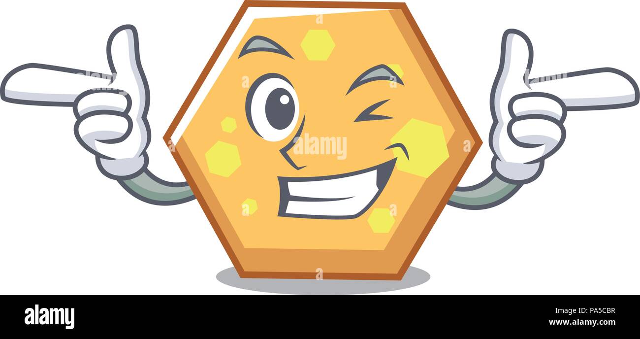 Wink hexagon character cartoon style vector illustration Stock Vector ...
