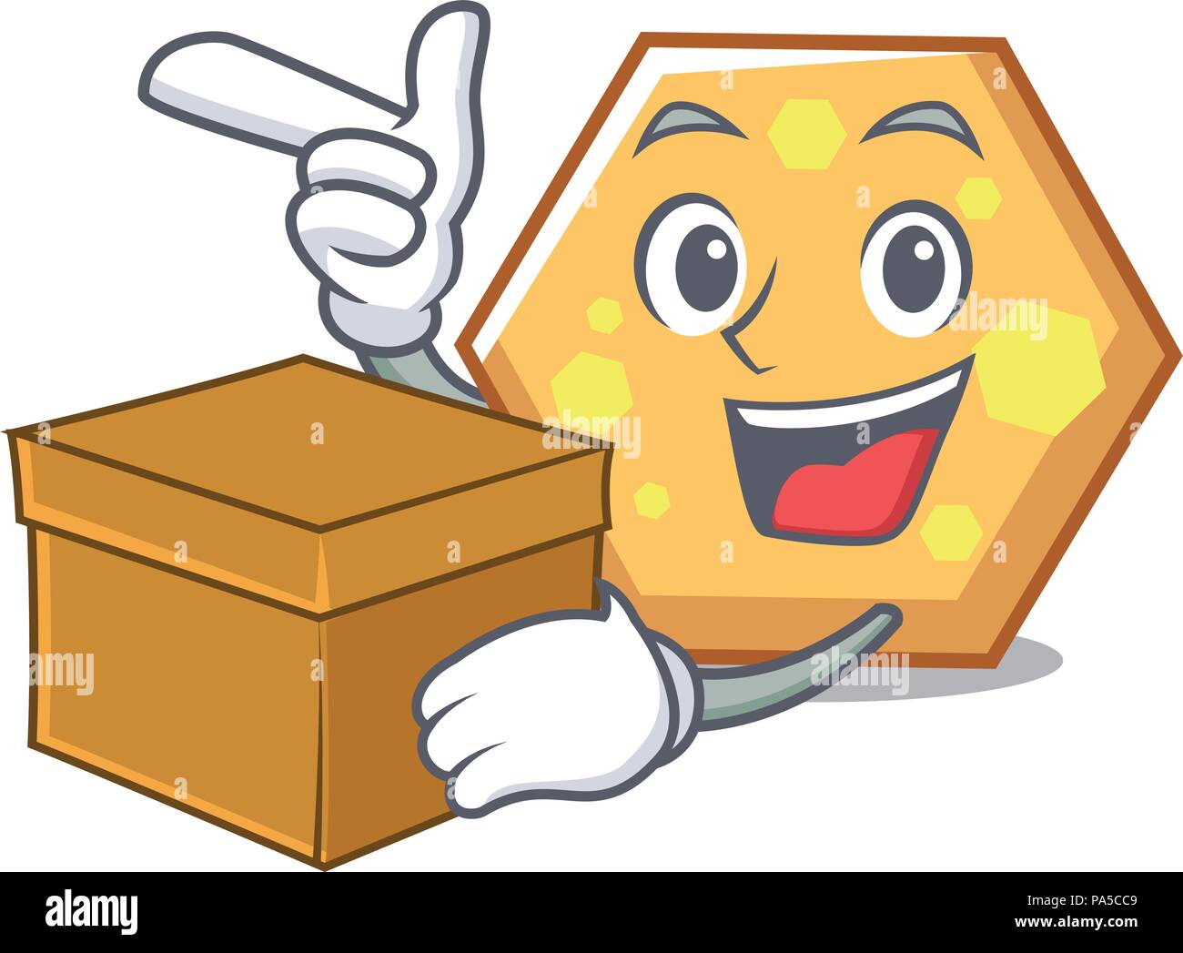 With box hexagon character cartoon style vector illustration Stock ...