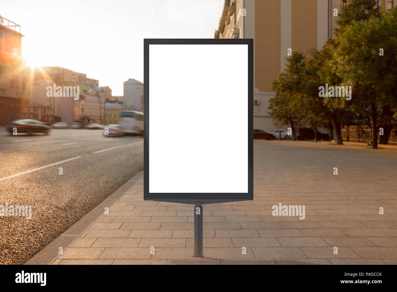 Blank street billboard poster stand on city background. 3d illustration ...