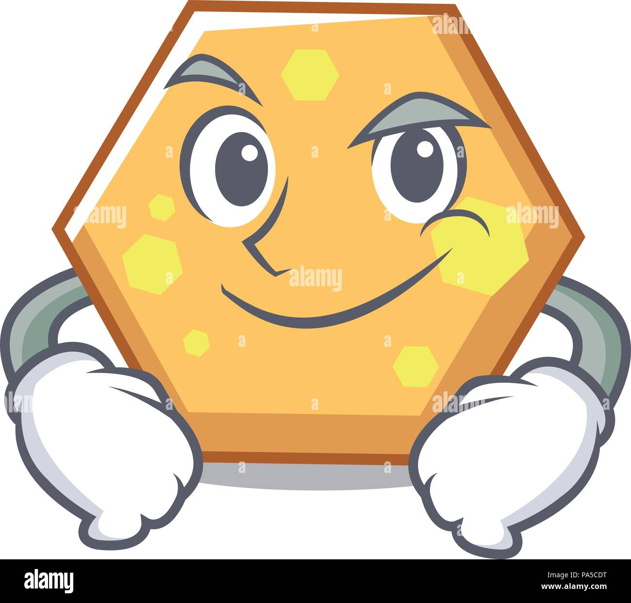 Smirking hexagon character cartoon style vector illustration Stock ...