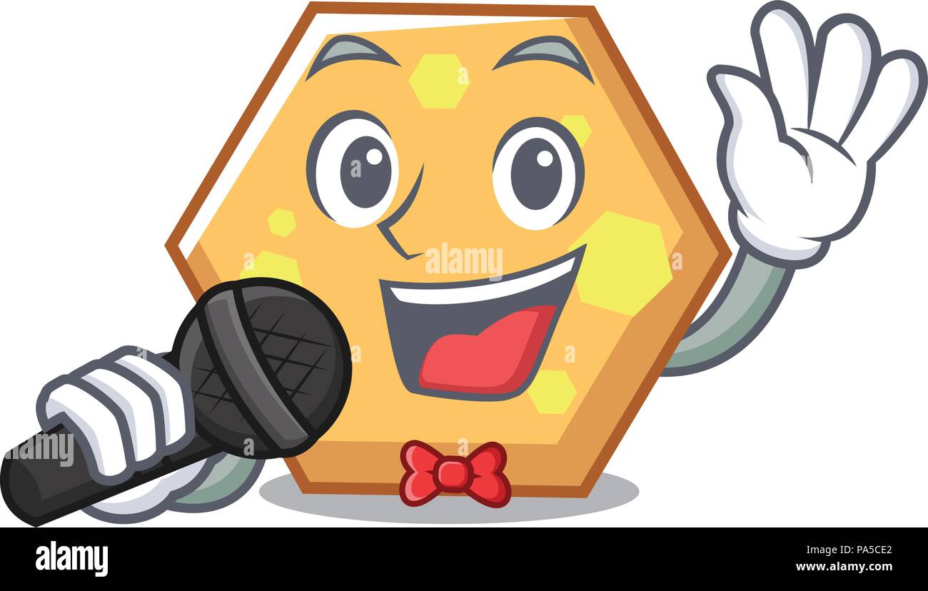Singing hexagon mascot cartoon style vector illustration Stock Vector ...