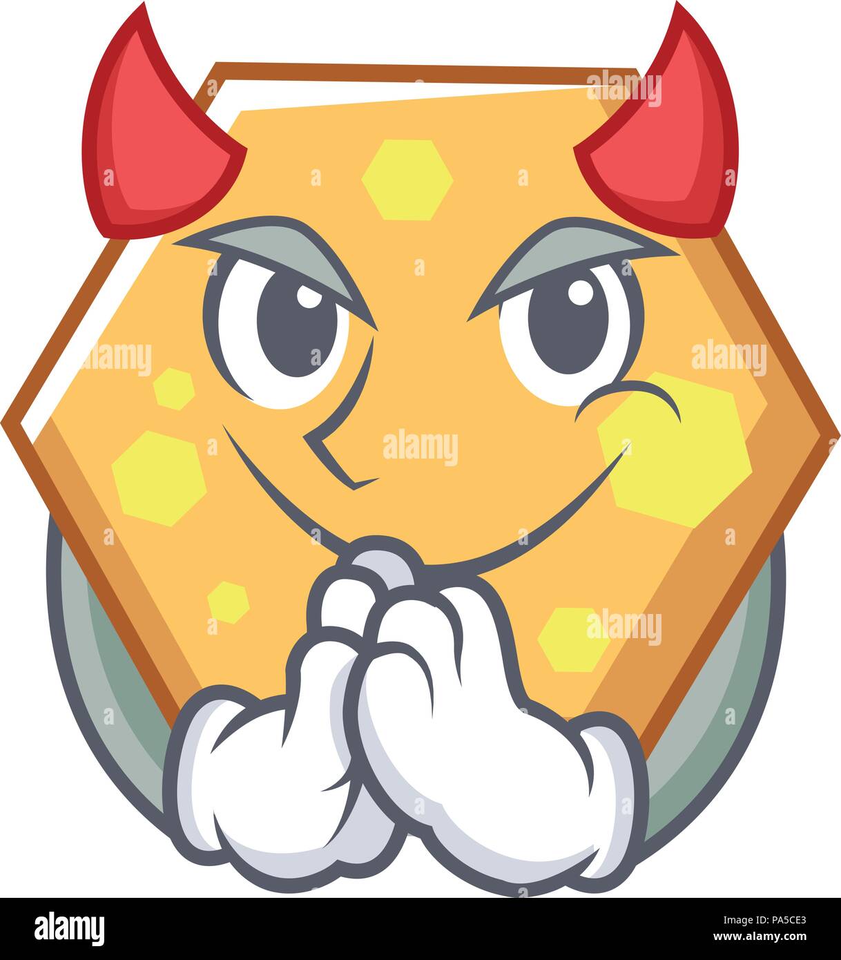 Devil hexagon mascot cartoon style vector illustration Stock Vector ...