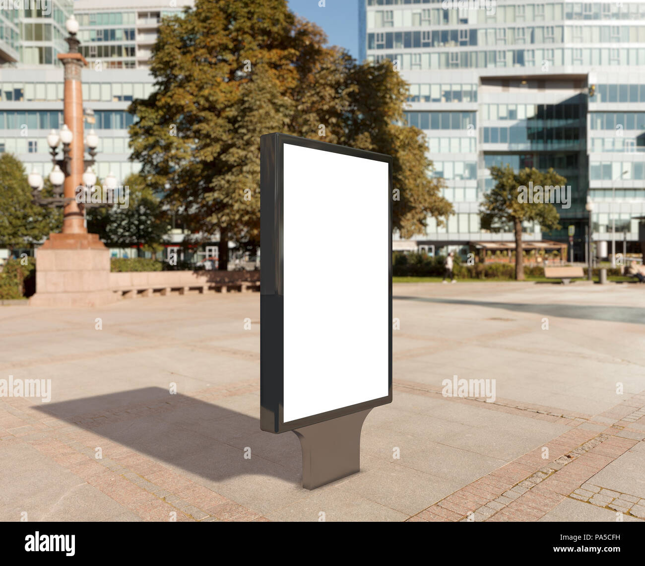 Blank street billboard poster stand on city background. 3d illustration ...