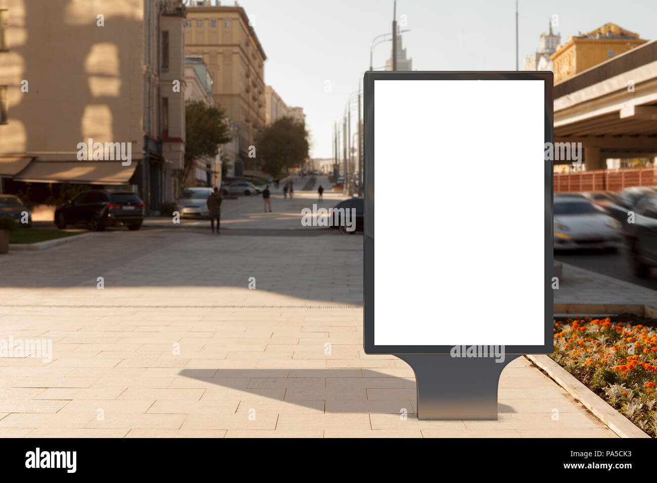 Blank street billboard poster stand on city background. 3d illustration ...