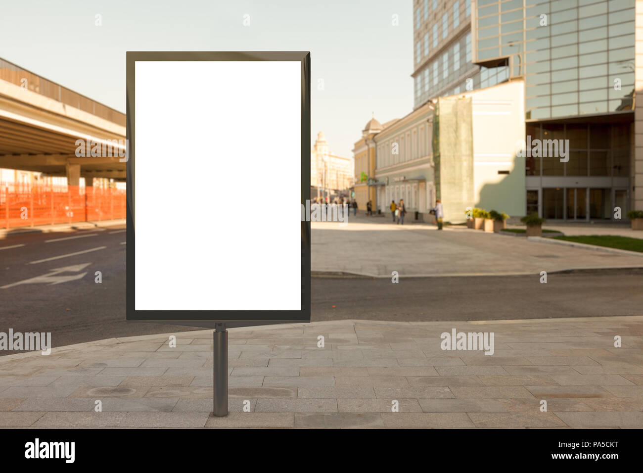 Blank street billboard poster stand on city background. 3d illustration ...