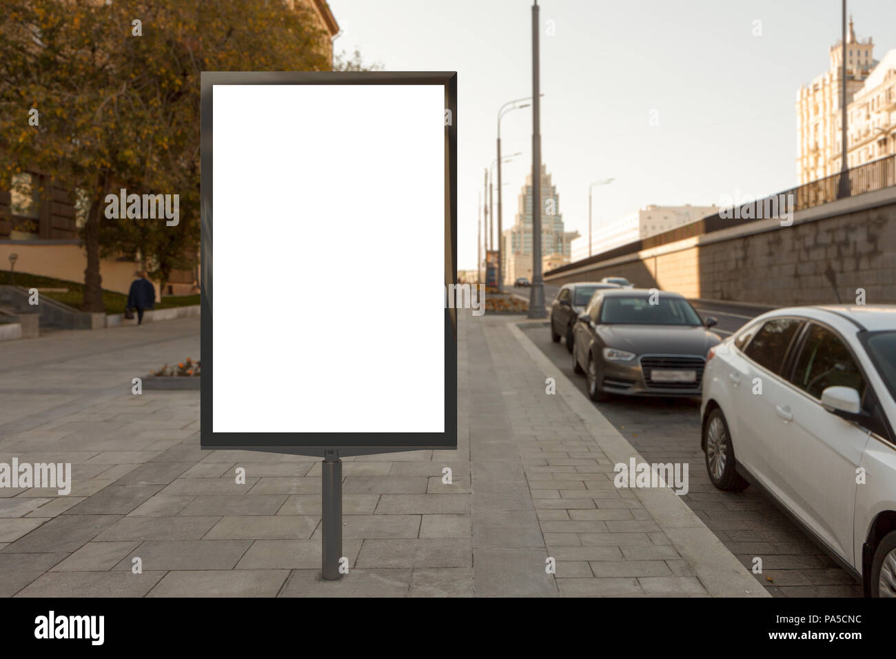 Blank street billboard poster stand on city background. 3d illustration ...