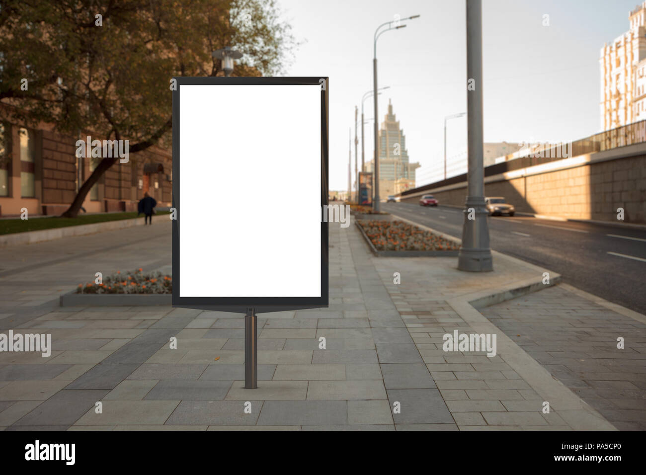 Blank street billboard poster stand on city background. 3d illustration ...