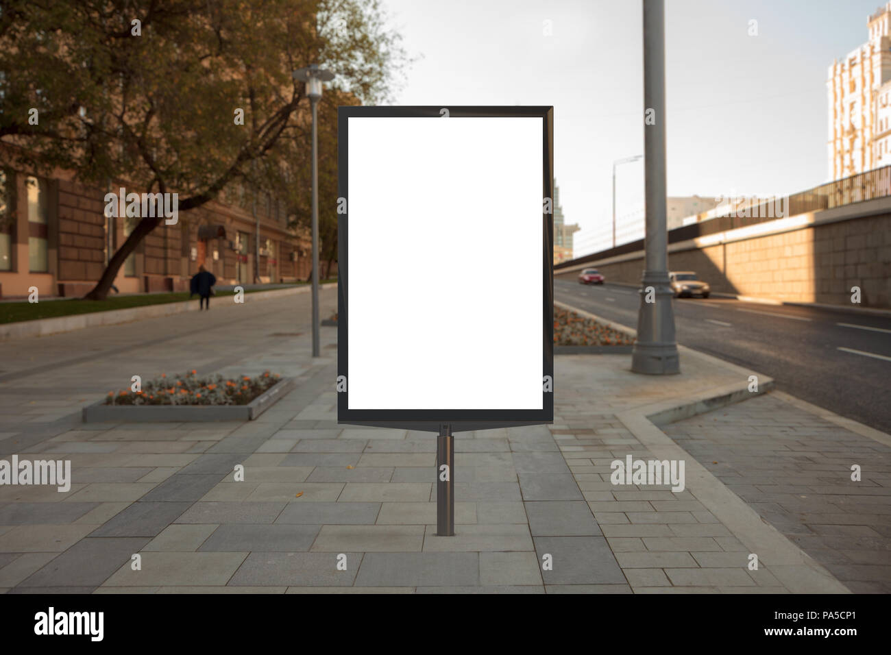 Blank street billboard poster stand on city background. 3d illustration ...