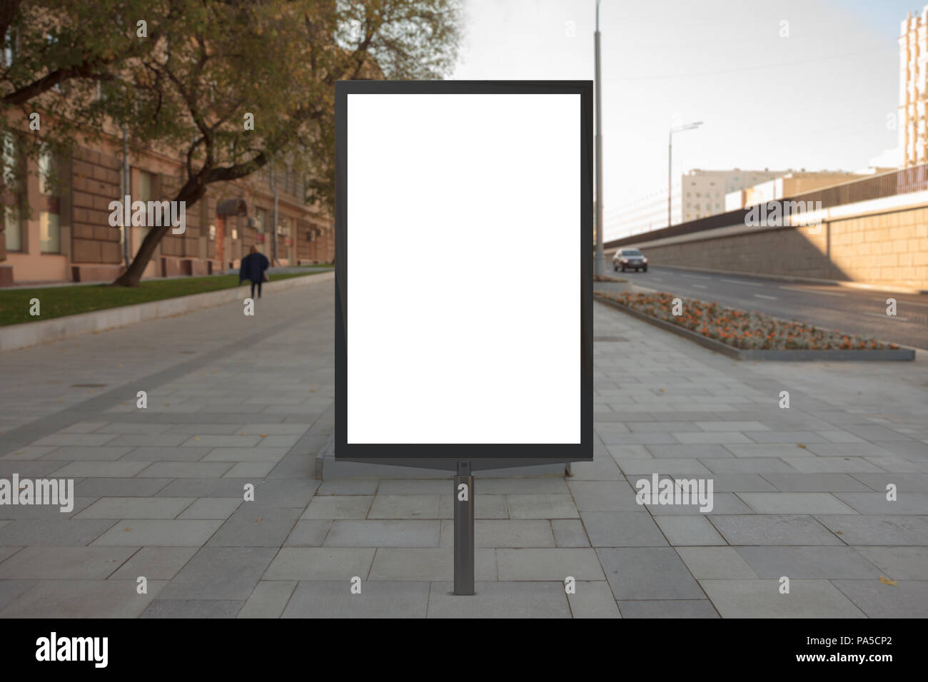 Blank street billboard poster stand on city background. 3d illustration ...