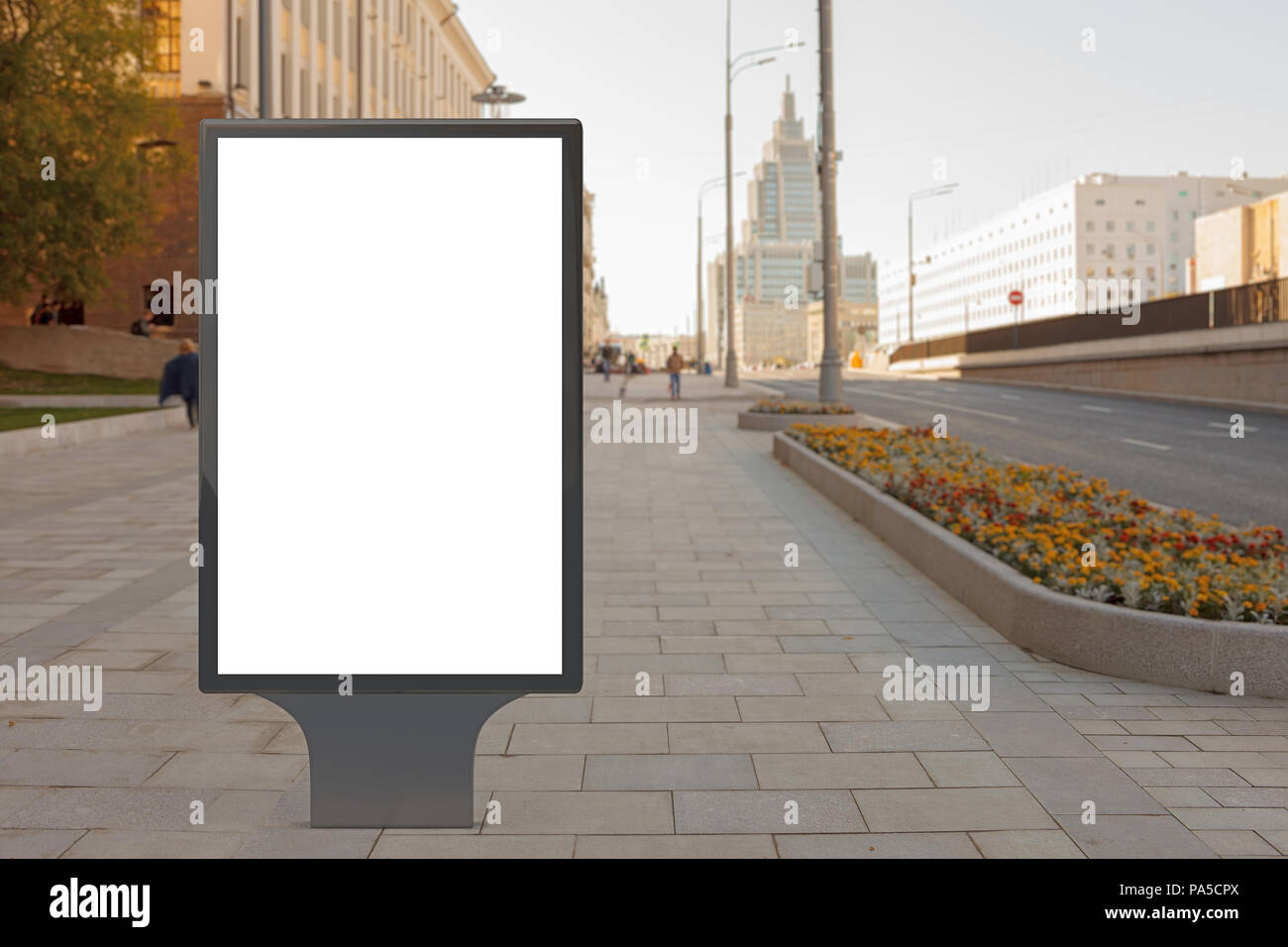 Blank street billboard poster stand on city background. 3d illustration ...