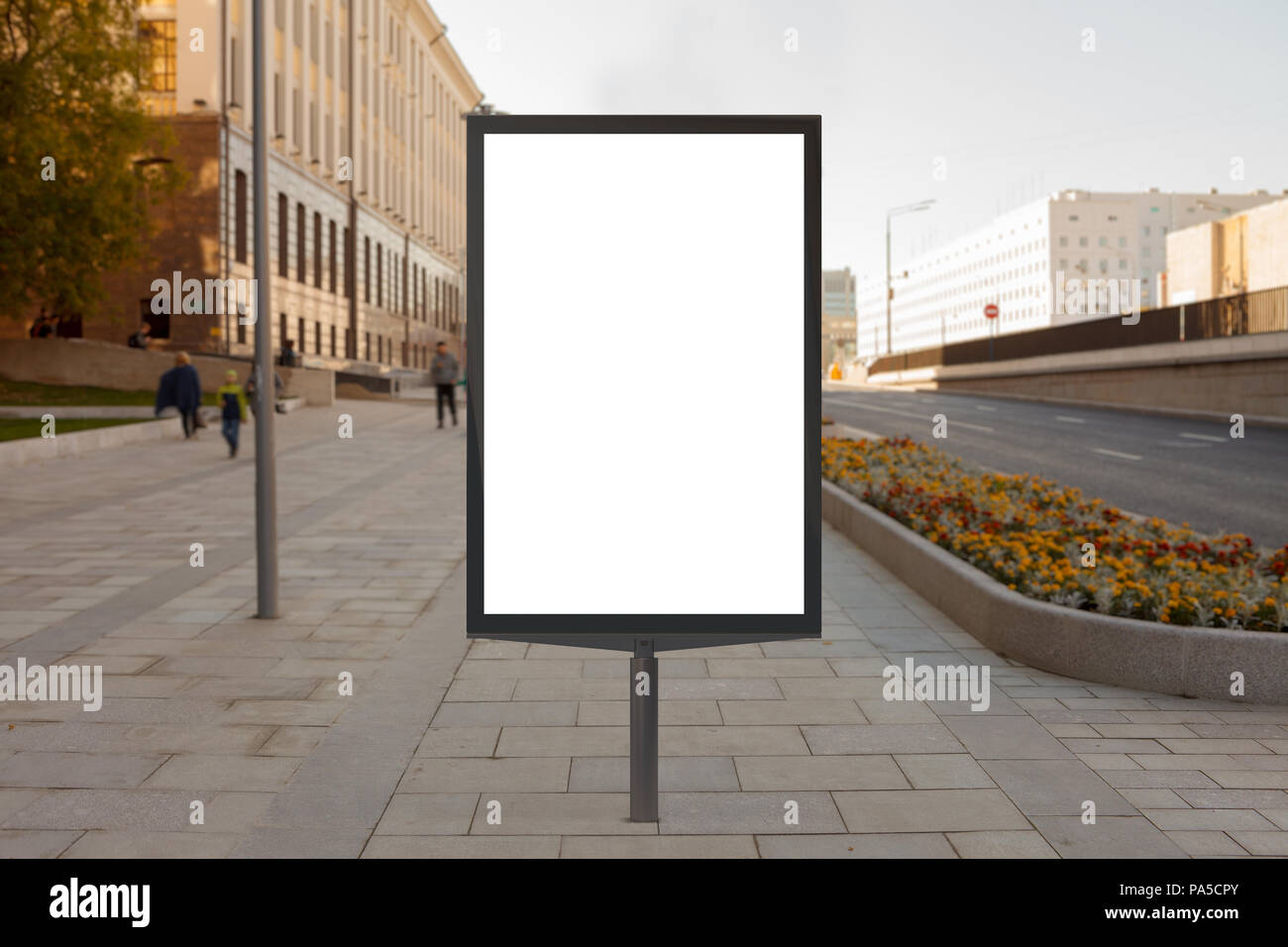 Blank street billboard poster stand on city background. 3d illustration ...